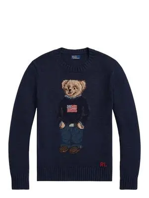 Polo Ralph Lauren Polo Bear Cotton-linen Crewneck Sweater - Navy Multi