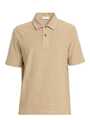FERRAGAMO Apos;s Cotton Jacquard Gancini Monogram Polo Shirt - Beige
