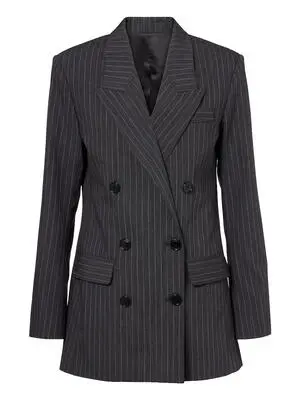 Isabel Marant Jevimaga Pinstriped Wool-blend Blazer - Grey