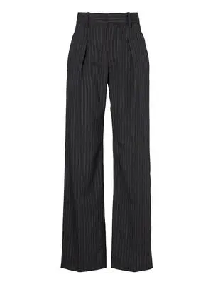 Isabel Marant Pinstriped Wool-blend Straight Pants - Grey