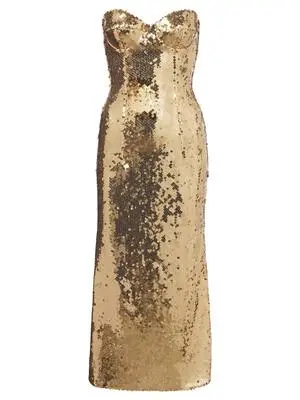 Dolce & Gabbana Sequined Bustier Dress - Gold