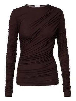 AGOLDE Tania Twist Ruched Top - Brown