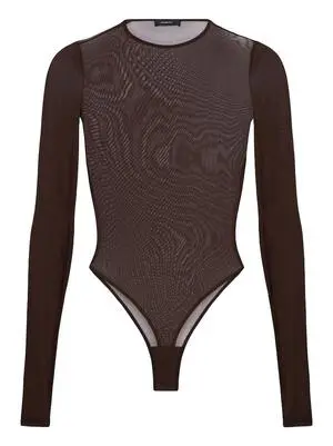 Wardrobe.NYC Sheer Bodysuit - Brown