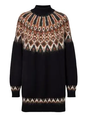 Staud Liza Fair Isle Wool-blend Sweater Dress - Black