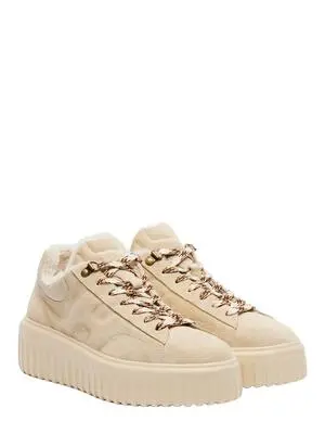 Hogan H-stripes Suede Platform Sneakers - Beige