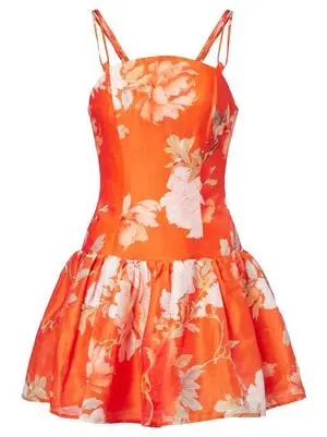 LEO LIN Lorena Floral Mini Dress - Orange