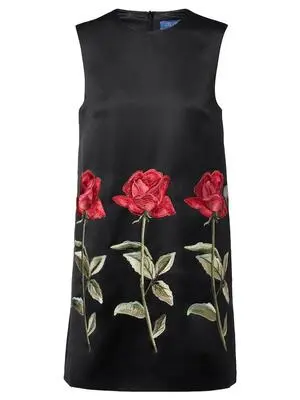LEO LIN Yvonne Floral Embroidered Minidress - Black