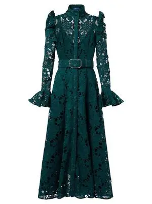 LEO LIN Aliyah Belted Lace Midi Dress