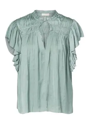 ULLA JOHNSON Agosta Plissé Satin Top