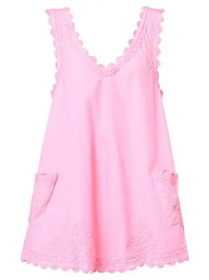 JULIET DUNN Embroidered Cotton Poplin Mini Dress - Pink