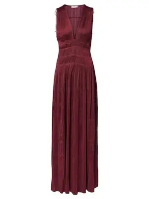 Ulla Johnson Tasneem Satin Plissé Gown - Burgundy
