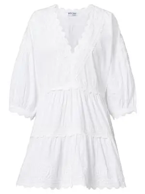 JULIET DUNN Embroidered Cotton Poplin Minidress - White