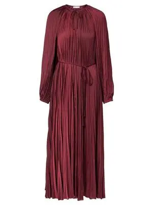 Ulla Johnson Alexia Satin Plissé Midi Dress - Burgundy