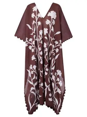 JULIET DUNN Floral Cotton Kaftan - Brown