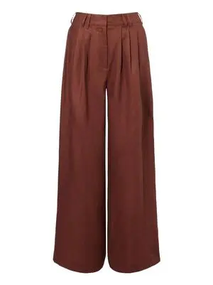 Posse Parker High-rise Linen Wide-leg Pants - Brown