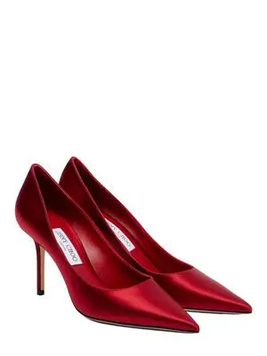 JIMMY CHOO Love 85 Satin Pumps Red