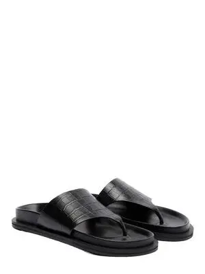 A.emery Imara Croc-effect Leather Thong Sandals - Black