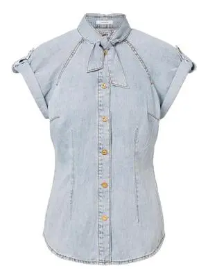 Zimmermann Tie-neck Denim Shirt - Blue