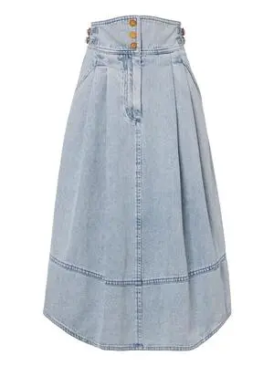 Zimmermann Wandlerlust Denim Midi Skirt - Blue