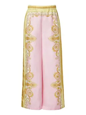 Versace Barocco Foulard Silk Twill Wide-leg Pants - Multicoloured