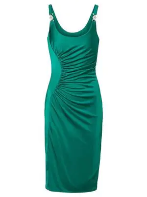 Versace Gathered Jersey Cocktail Dress - Green