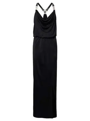 Versace Embellished Jersey Gown - Black