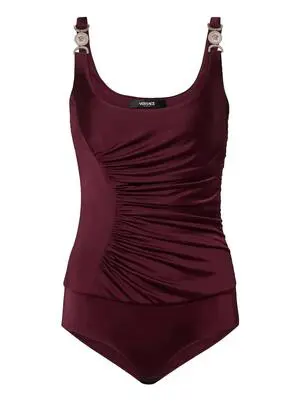 Versace Medusa Ruched Jersey Bodysuit - Burgundy