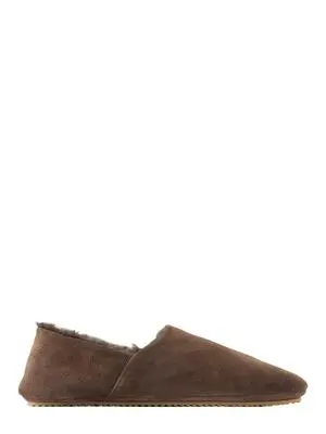Mr P. Plush-lined Suede Slippers - Brown