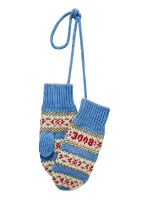 BODE Wedgewood Fair Isle Virgin Wool Mittens - Blue