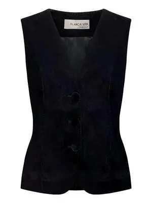 BLANCA VITA Velvet Jacket With Button Closure - Grey
