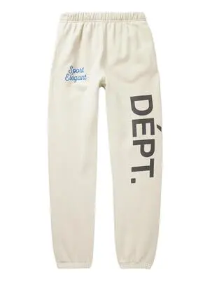 GALLERY DEPT. Gallery Dept. - Team Dept Tapered Embroidered Printed Cotton-Jersey Sweatpants - Men - Neutrals - XS Neutrals