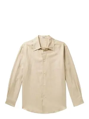 Auralee Herringbone Cotton And Cashmere-blend Shirt - Neutrals