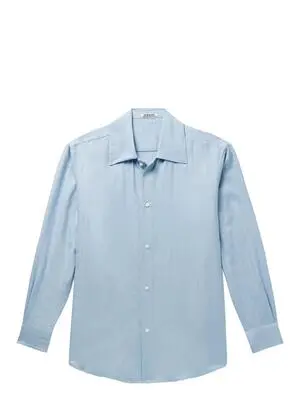 Auralee Herringbone Cotton And Cashmere-blend Shirt - Blue