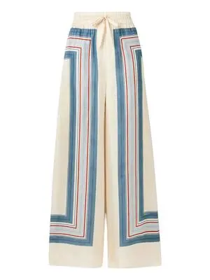 Zimmermann Striped Silk-twill Wide-leg Pants - Blue