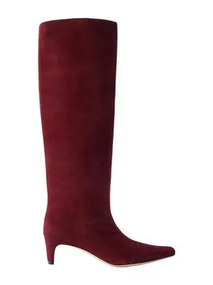Staud Wally Suede Knee Boots - Burgundy