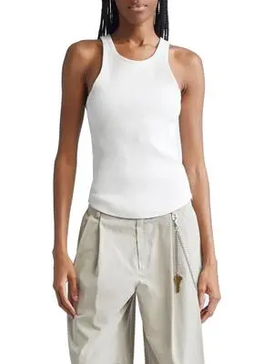 Alexander Wang Racerback Stretch Cotton Rib Tank - White