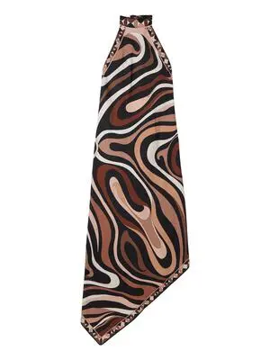 Emilio Pucci Marmo Asymmetric Printed Silk-twill Halterneck Dress - Gold