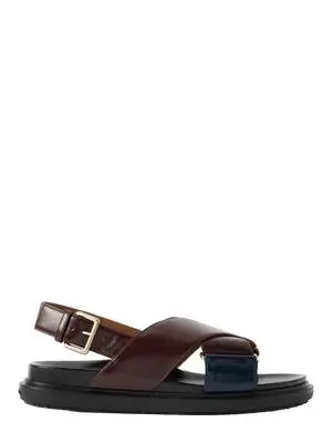 Marni Fussbett Two-tone Leather Slingback Sandals - Burgundy