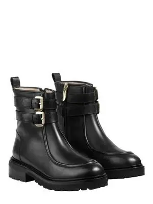 LK BENNETT Bennie Belted Leather Booties Black