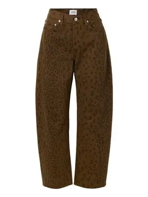 Citizens Of Humanity Miro Long Leopard-print Barrel-leg Jeans - Brown