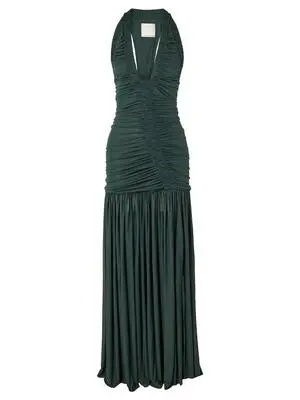 Christopher Esber Orion Open-back Ruched Jersey Gown - Black