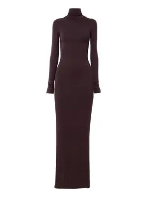 Eterne Stretch-modal Jersey Turtleneck Maxi Dress - Brown