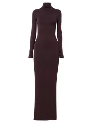 Eterne Stretch-modal Jersey Turtleneck Maxi Dress - Brown