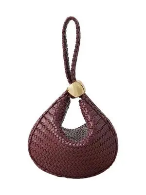 AMANU The Zambia Embellished Woven Leather Tote - Burgundy