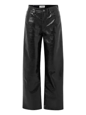 AGOLDE Arc Croc-effect Barrel-leg Pants - Black