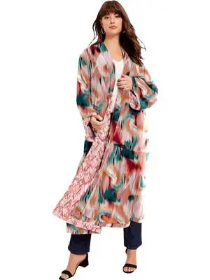 JUNE + VIE Reversible Printed Duster - Geo Texture