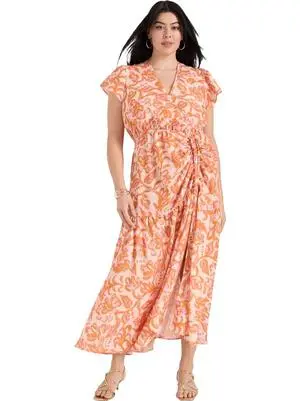 JUNE + VIE Faux-wrap Maxi Dress - Bouquet Orange