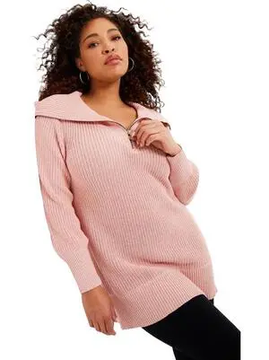 JUNE + VIE Half-zip Sweater - Soft Blush