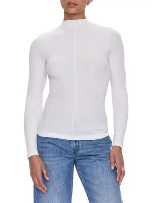 PISTOLA Dara Mock Neck Rib Top Ecru