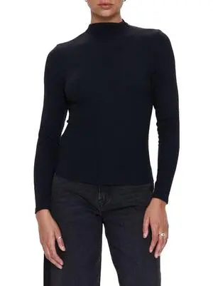 PISTOLA Dara Mock Neck Rib Top - Noir